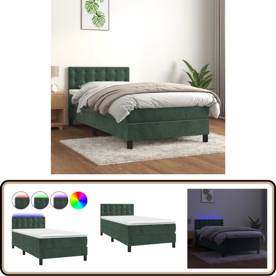 vidaXL Boxspring - Fluweel - Donkergroen - 80x200 cm Boxspring ...