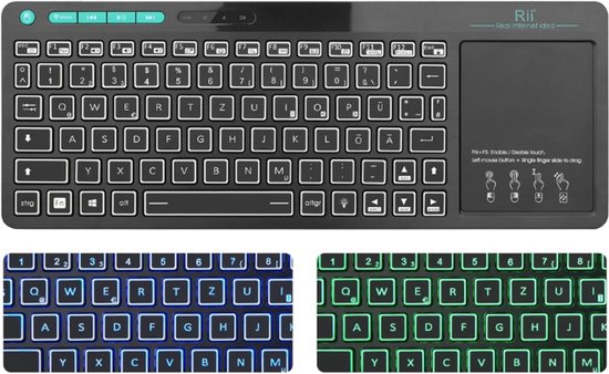 Rii Bluetooth Toetsenbord & Touchpad - Toetsenbord Met Touchpad ...
