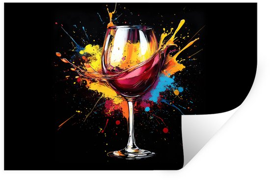 Muurstickers - Sticker Folie - Wijn - Glas - Graffiti - Borrel - Rood ...