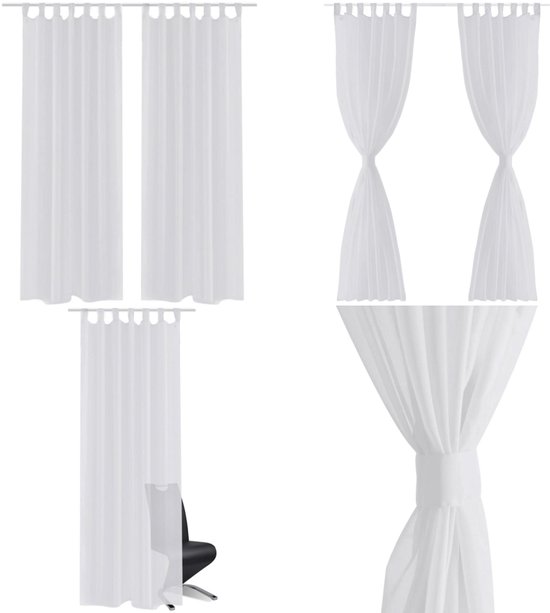 Gordijn Wit 140x175 cm (2 stuks) - Gordijn - Gordijnen - Vitrage ...