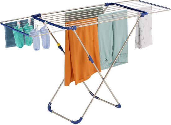 wasrek uitschuifbaar - inklapbaar - 100 x 177 x 56 cm - rvs | bol