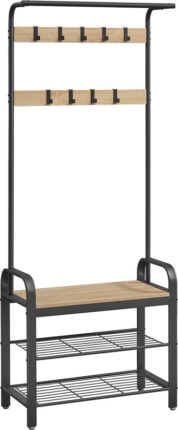 Kapstok met Schoenenrek en Bankje, Garderoberek, Industriële Stijl ...