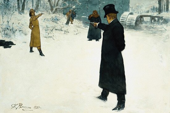 Ilya Repin - Duel between Onegin and Lenski - Duel tussen Onegin en ...
