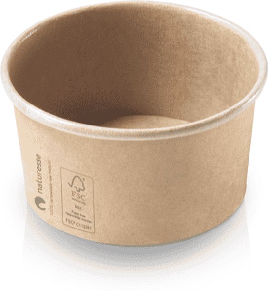 FSC® Kraft/PLA foodcontainer 3oz/90ml/75mm Ø x 45mm | Inhoud: 1000 ...