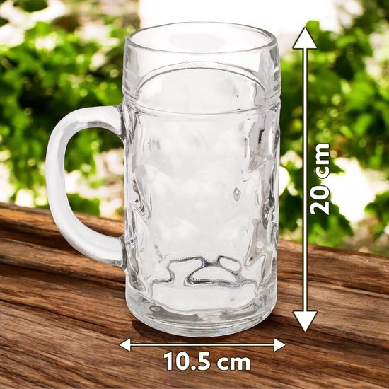 XL Glazen bierpul 1 liter - stabiele maatbeker vaatwasmachinebestendig | bol