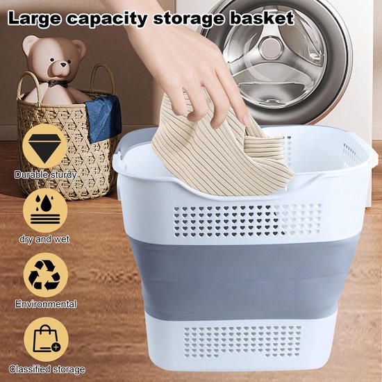 Opvouwbare plastic wasmand, opvouwbare wasmand, ruimtebesparende ...