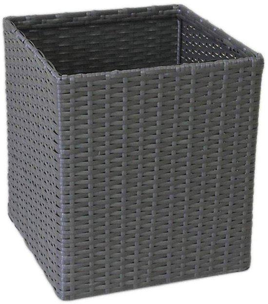 Woven Basket Trash can Waste Basket Square Garbage Container Bin Gray ...