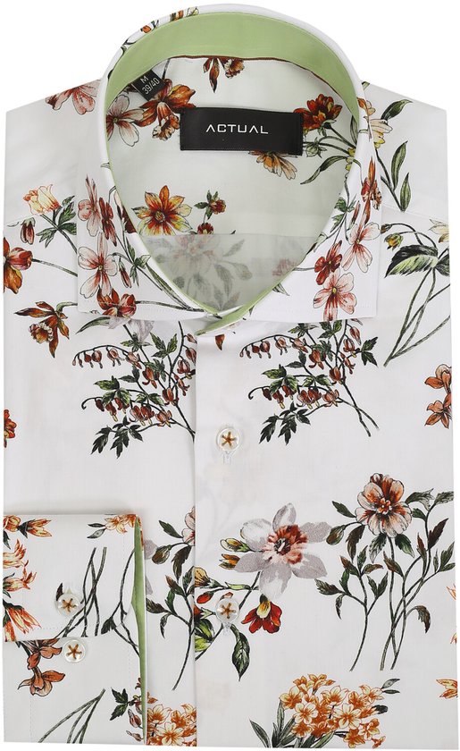 OVERHEMD SATIN PRINT 25-036 WHITE | bol