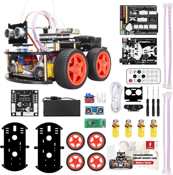 SyncGear 4WD Robot Bouwpakket Geschikt voor Arduino - Arduino Starter Kit -... | bol
