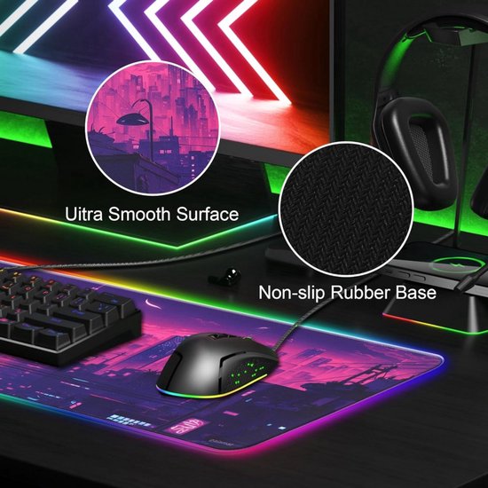Anime RGB Gaming Muismat - XXL afmetingen - Antislip en duurzame randen ...