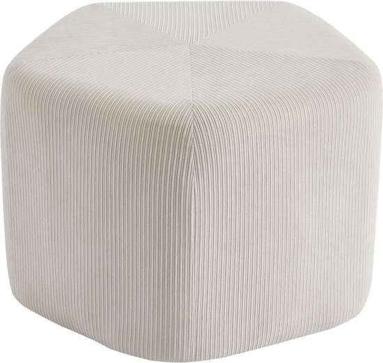 Vente-unique Poef van beige ribfluweel TALODI L 50 cm x H 35 cm x D 50 cm | bol