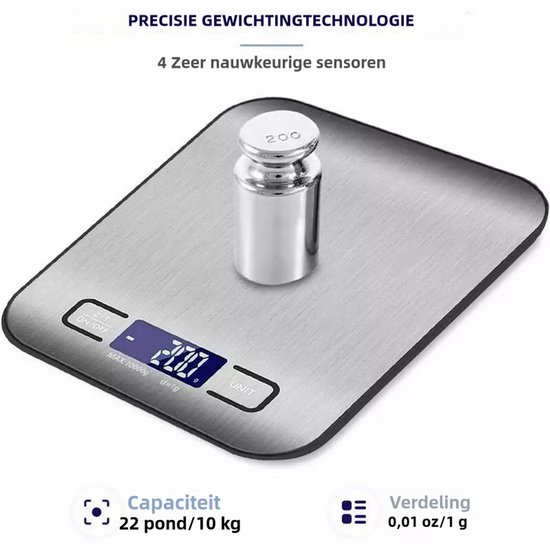 Digitale keukenweegschaal - Kleine elektronische weegschaal - Hoge precisie... | bol