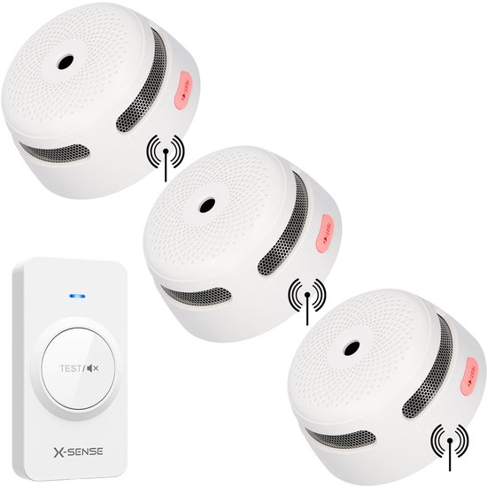 X-Sense XS01-W Draadloos koppelbare rookmelder - 3 Rookmelders - 10 jaar batterij -... | bol