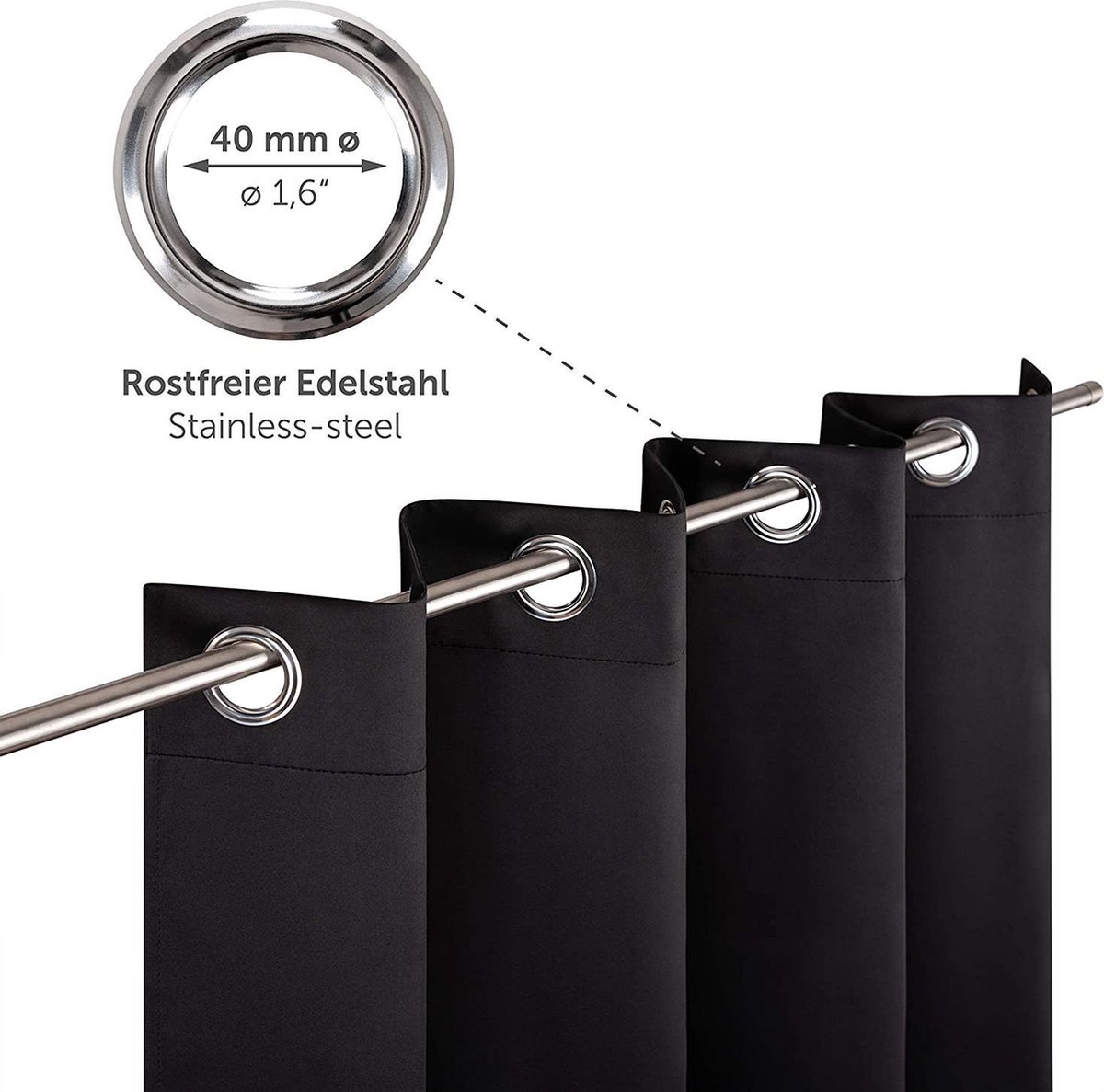 2-delige Set Ondoorzichtige Gordijnen met Ringen ...