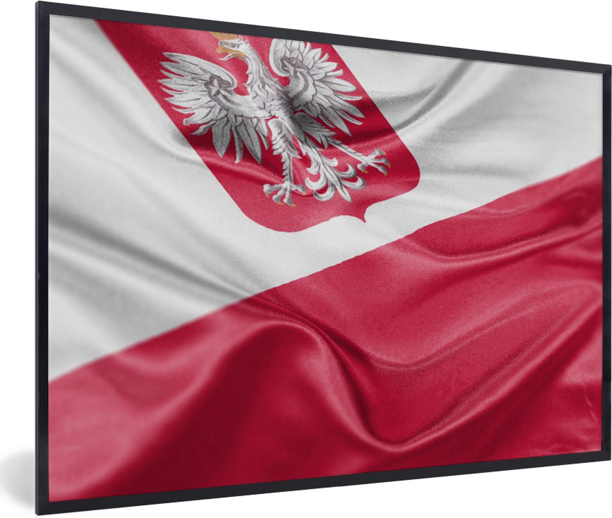 Fotolijst incl. Poster - Een close up van de Poolse vlag - 60x40 cm ...