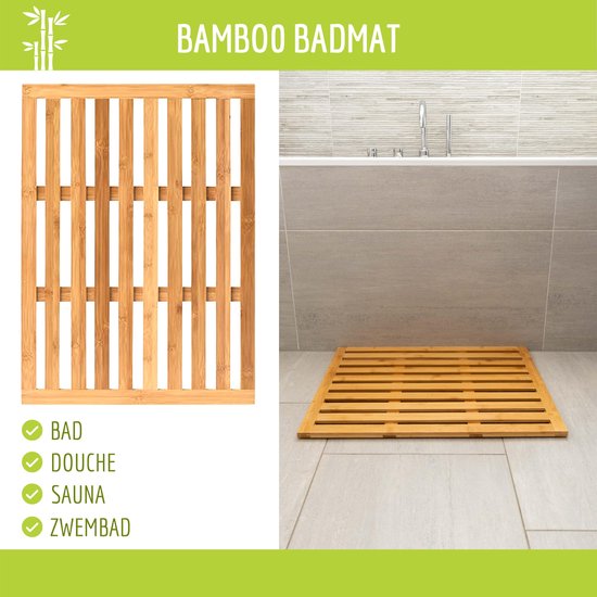 Badmat - Bamboo - Douchemat - Antislipmat douche - Bamboe - 62X45 CM | bol