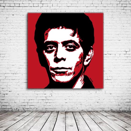 Lou Reed Pop Art Canvas - 90 x 90 cm - Canvasprint - Op dennenhouten ...