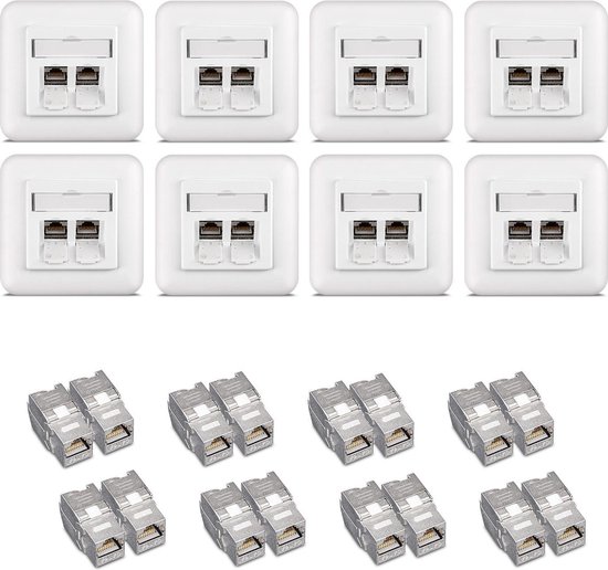 kwmobile 16 keystone adapters voor CAT6A kabels - Inclusief 8 ...