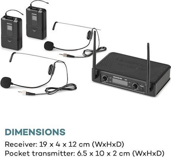 Ensemble de microphones sans fil UHF 2 canaux auna Pro UHF200F-HB - portée sans fil... | bol.com