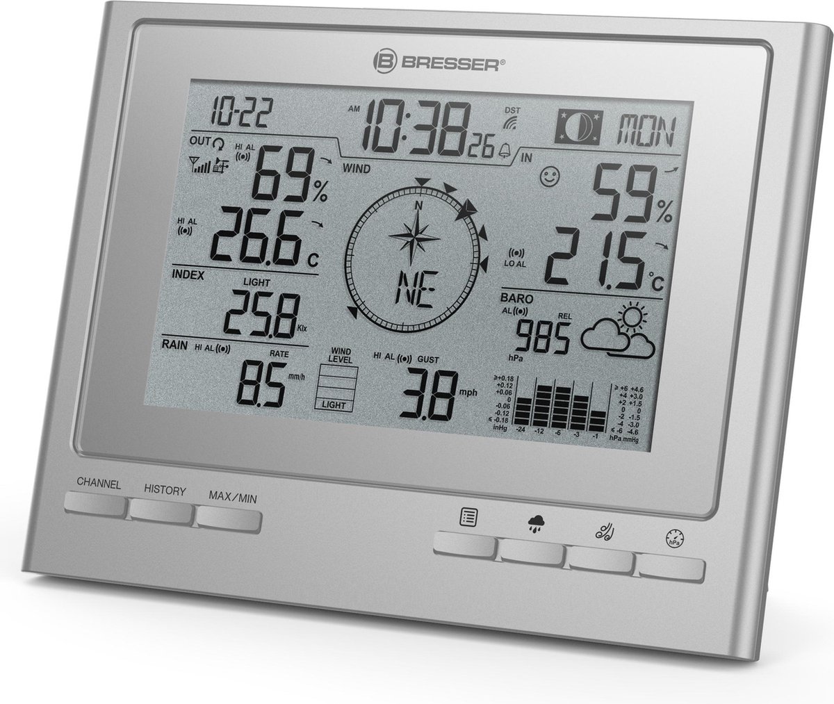 Bresser Weerstation ClimateScout - 7-in1 Zilver - Draadloos - Voor ...