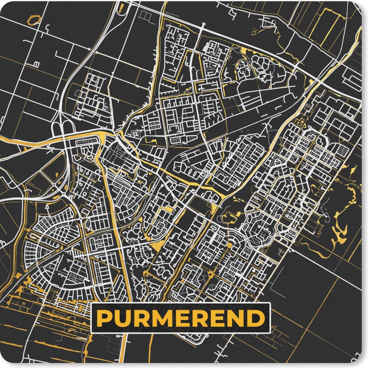 Stadskaart - Purmerend - Goud - Zwart - Plattegrond | bol.com