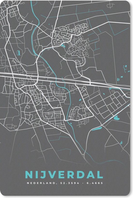 Stadskaart - Nijverdal - Grijs - Blauw - Plattegrond | bol.com