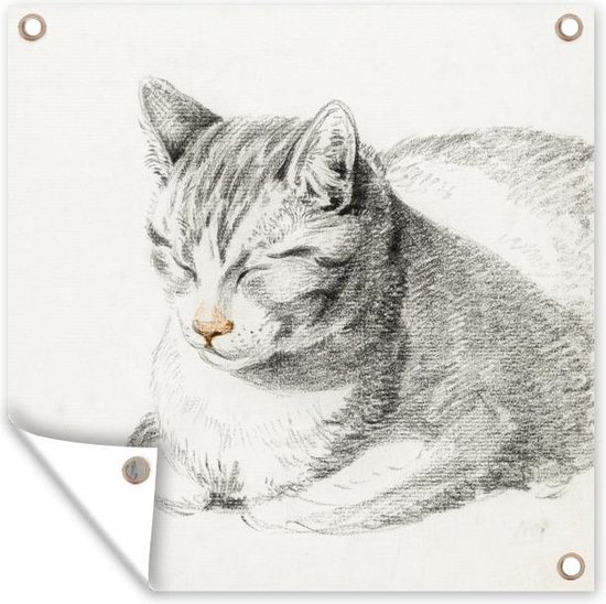 Tuindoek Liggende kat, schuin naar voren - schilderij van Jean Bernard ...