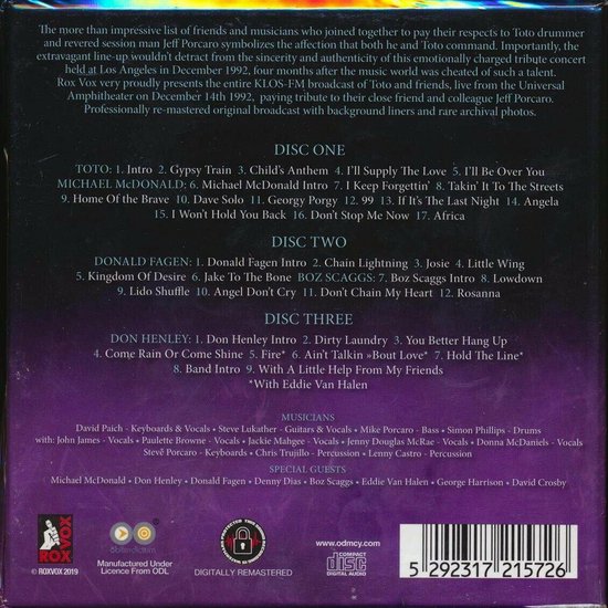 Jeff Porcaro Tribute Concert, 1992 | 5292317215726 | Boeken | bol