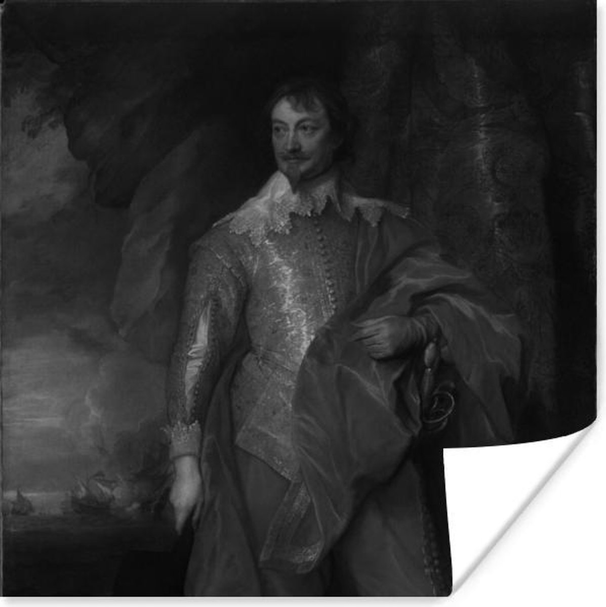 Poster Robert Rich, tweede earl van Warwick - Anthony van Dyck - Zwart ...