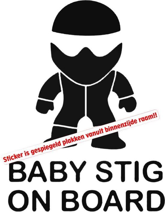 Stickerloods Baby Stig on Board -autoraamsticker- baby in car sticker ...