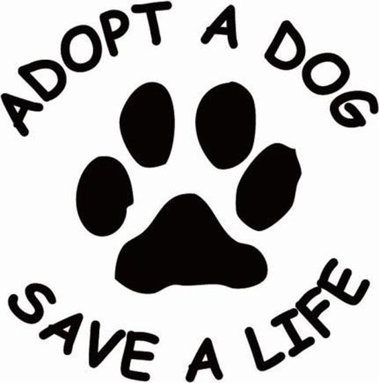 GoedeDoelen.Shop | Autosticker rond zwart - Adopt a Dog Save a Life ...