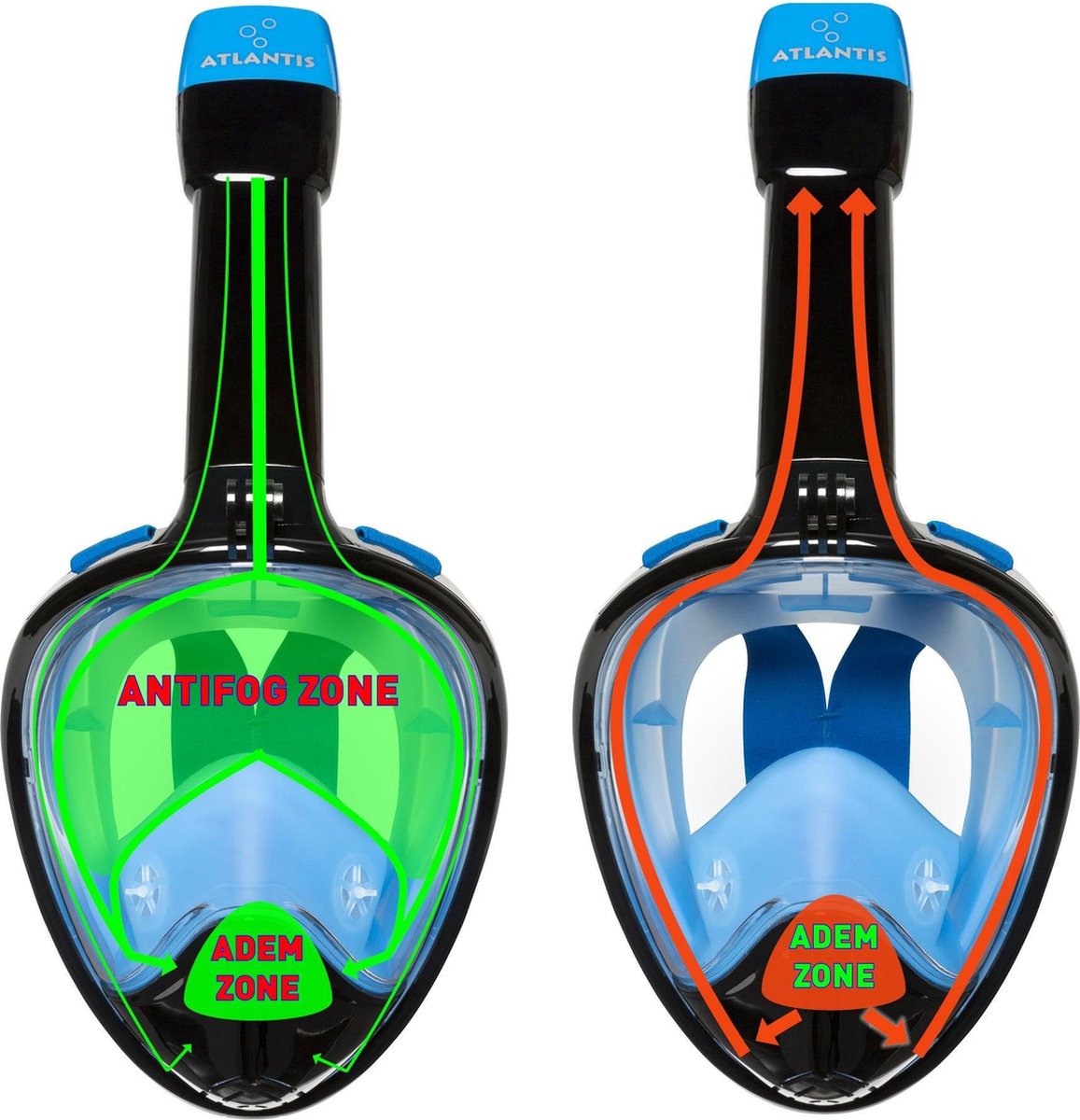 Atlantis Full Face Mask 2.0 - Snorkelmasker - Volwassenen - Zwart/Blauw ...