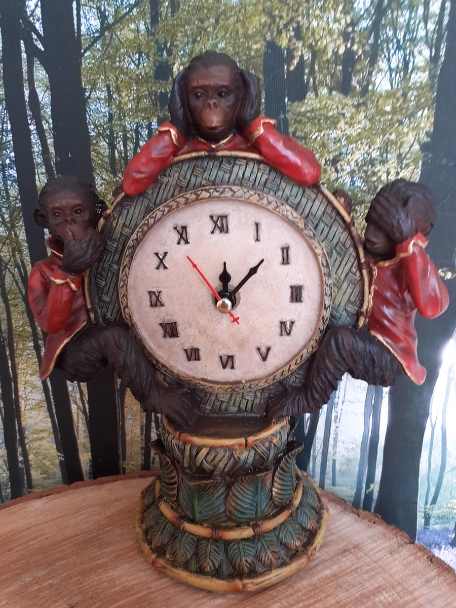 Apen beeld set van een apen klok met 3 apen HOREN ZIEN EN ZWIJGEN en ...