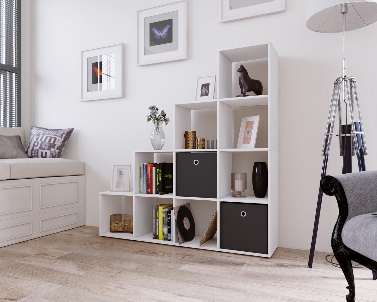 VCM Houten trap plank stap plank kubus vloer staande plank Room Divider ...