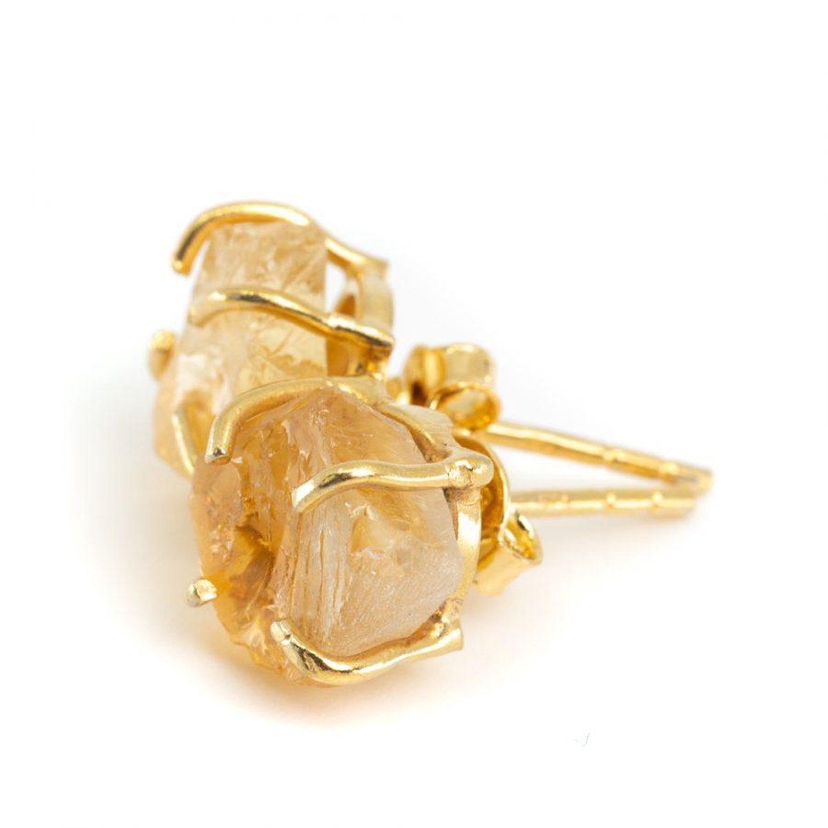 Edelsteen Oorstekers Ruwe Citrien – 925 Zilver & Verguld | bol.com