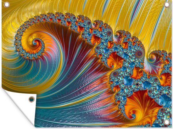 Muurdecoratie buiten Abstract - Schelp - Kleur - 160x120 cm - Tuindoek ...