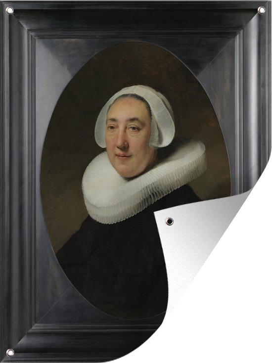Tuinschilderij Portret van Haesje Jacobsdr van Cleyburg - Rembrandt van ...