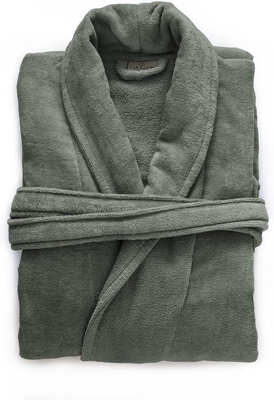 LINNICK Pure Badjas Velours - 100% Katoen - Olive Green - Maat S ...
