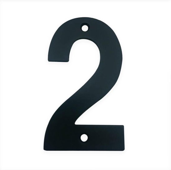 Huisnummer Zwart nr. 2 - Huisnummer Zwart 10 cm - Modern Zwart ...
