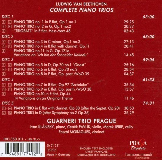 Guarneri Trio Prague - Complete Piano Trios, Ludwig Van Beethoven | CD (album) | Muziek | bol