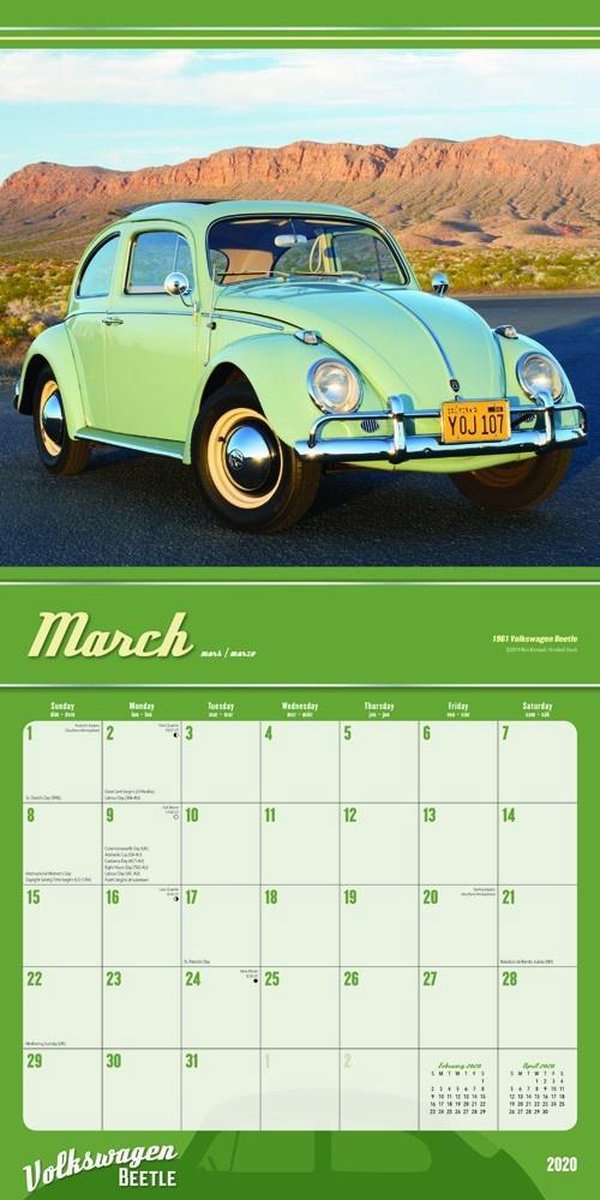Volkswagen Kever Kalender 2020 - 18 maanden | bol.com