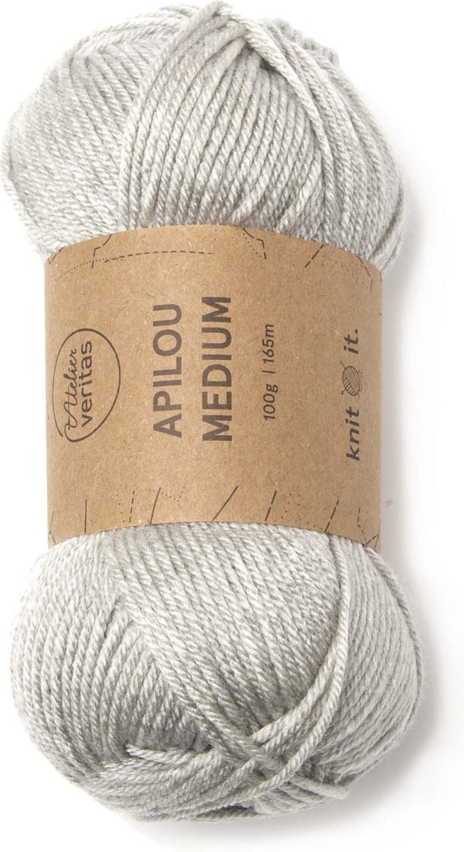 Breiwol Pluis-resistente Apilou medium 100g kleur P10 lichtgrijs/gris ...