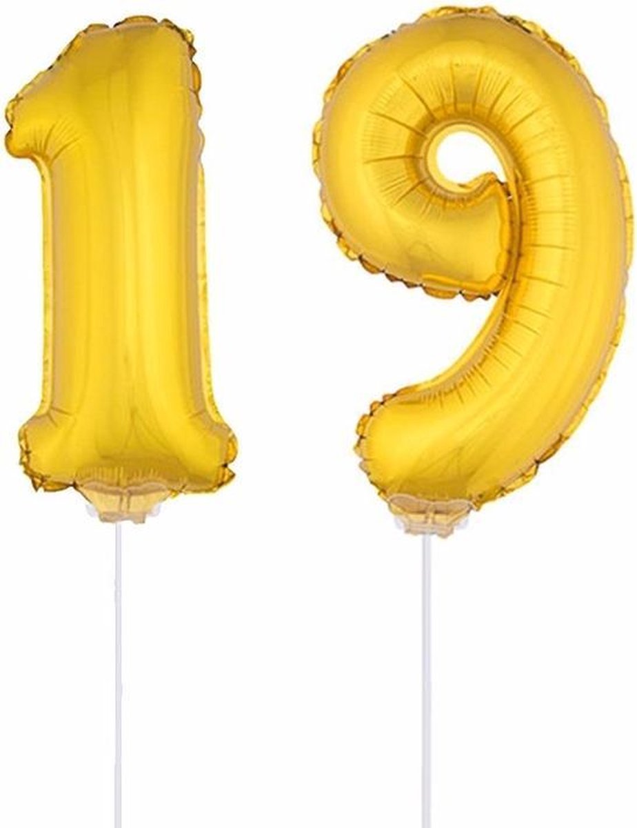Gouden opblaas cijfer 19 op stokjes | bol.com