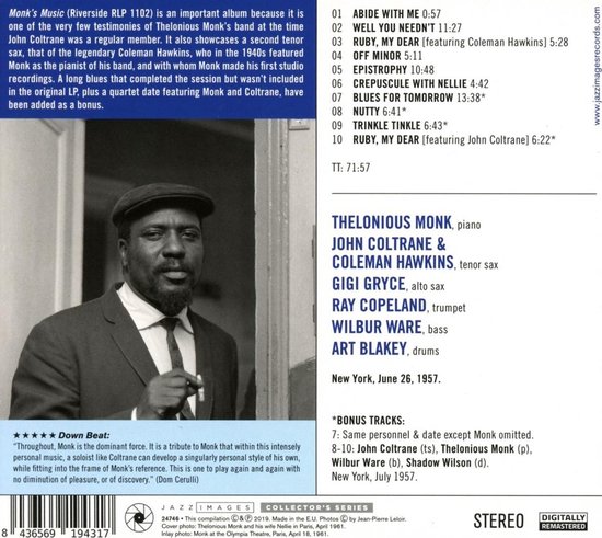 Monks Music, Thelonious Monk | CD (album) | Muziek | bol