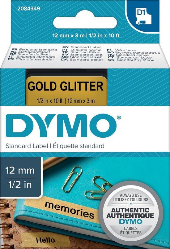 DYMO D1 - Labels - Black on Gold - 12mm x 3m | bol.com