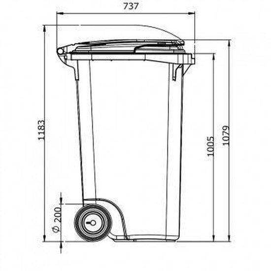 Afvalcontainer 240 liter grijs met groen deksel - Kliko 240 liter - 2 ...