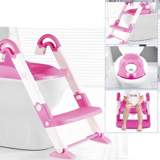 Safi Line 3-in-1 Plaspotje - Met WC Verkleiner en Opstapje - Wit/Roze ...