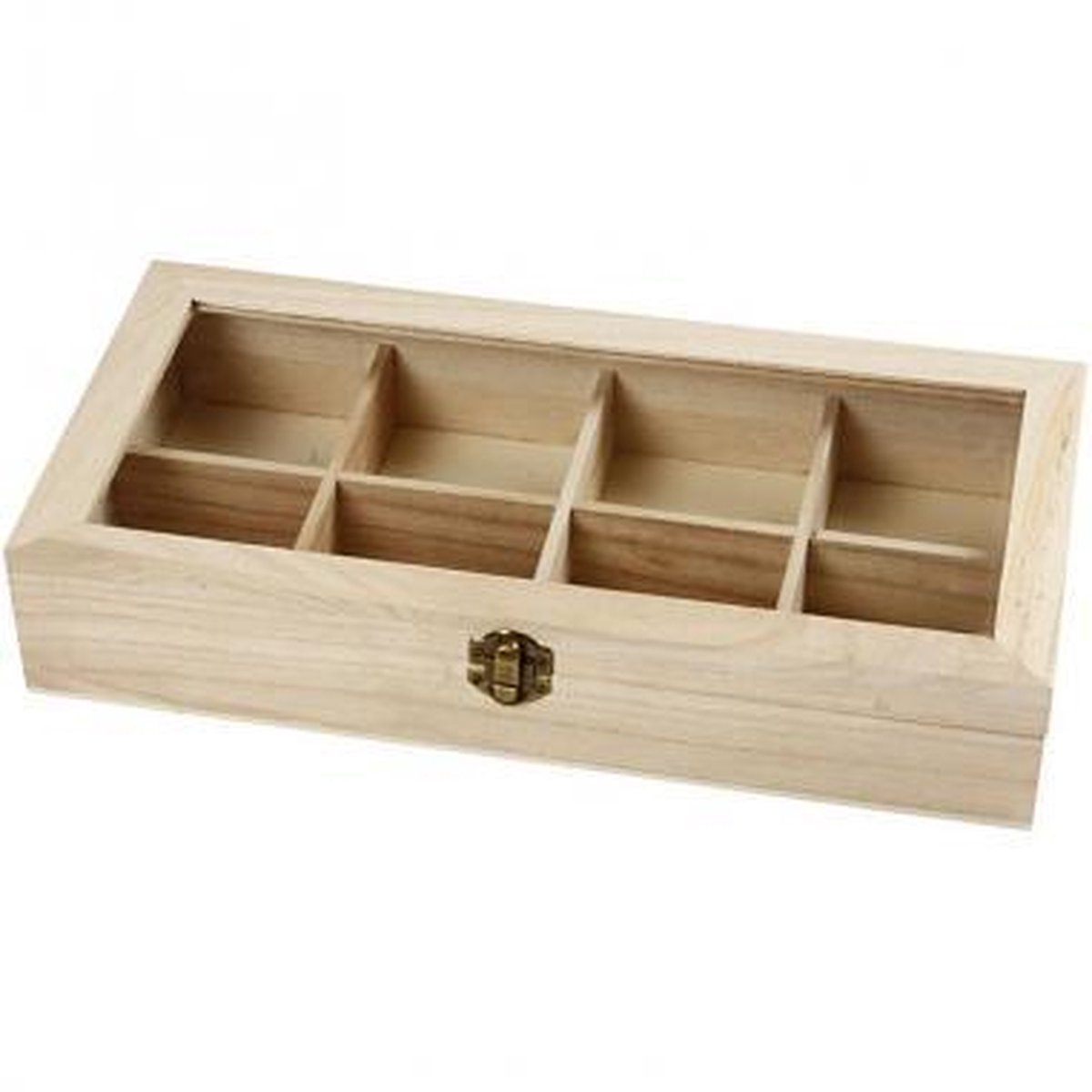 Creotime Houten doos met glazen deksel, afm 32x16x6 cm, Keizerin boom ...