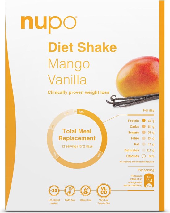 Nupo Dieet Shakes (12 porties) - Mango Vanille - Snel resultaat met 6 ...
