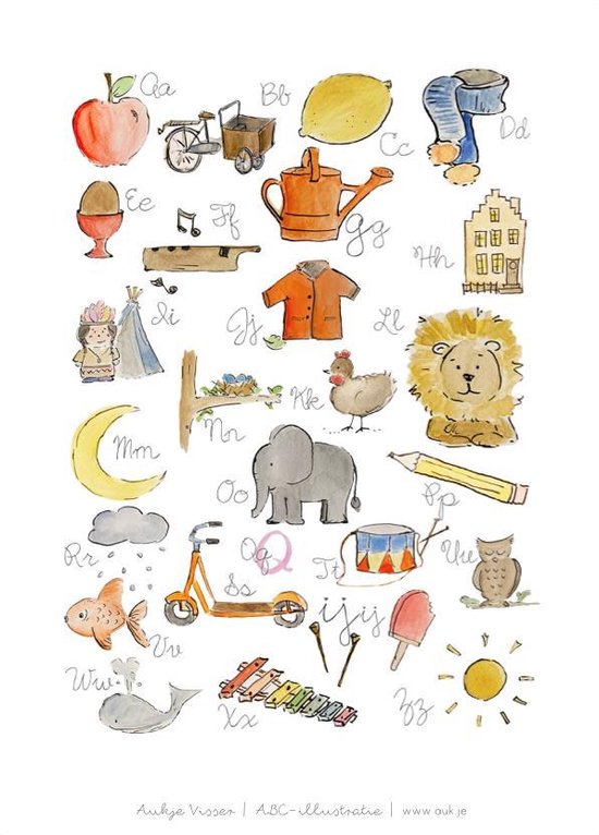 ABC-illustratie - Alfabet getekend door Aukje Visser - Geprint op ...